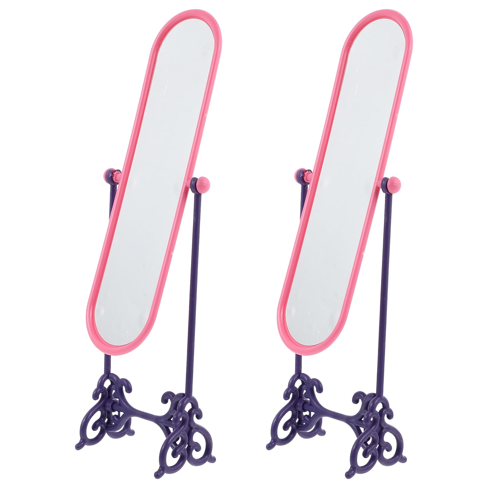 2Pcs Makeup Mirror Model for Doll Rotated Floor Mirrors Mini Home Home ...