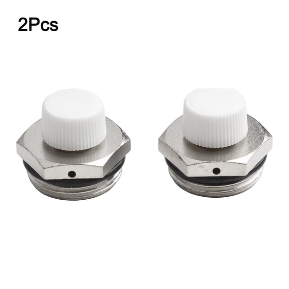 2Pcs Male Thread Nickel Plated Brass Manual Radiator Air Vent Plug ...