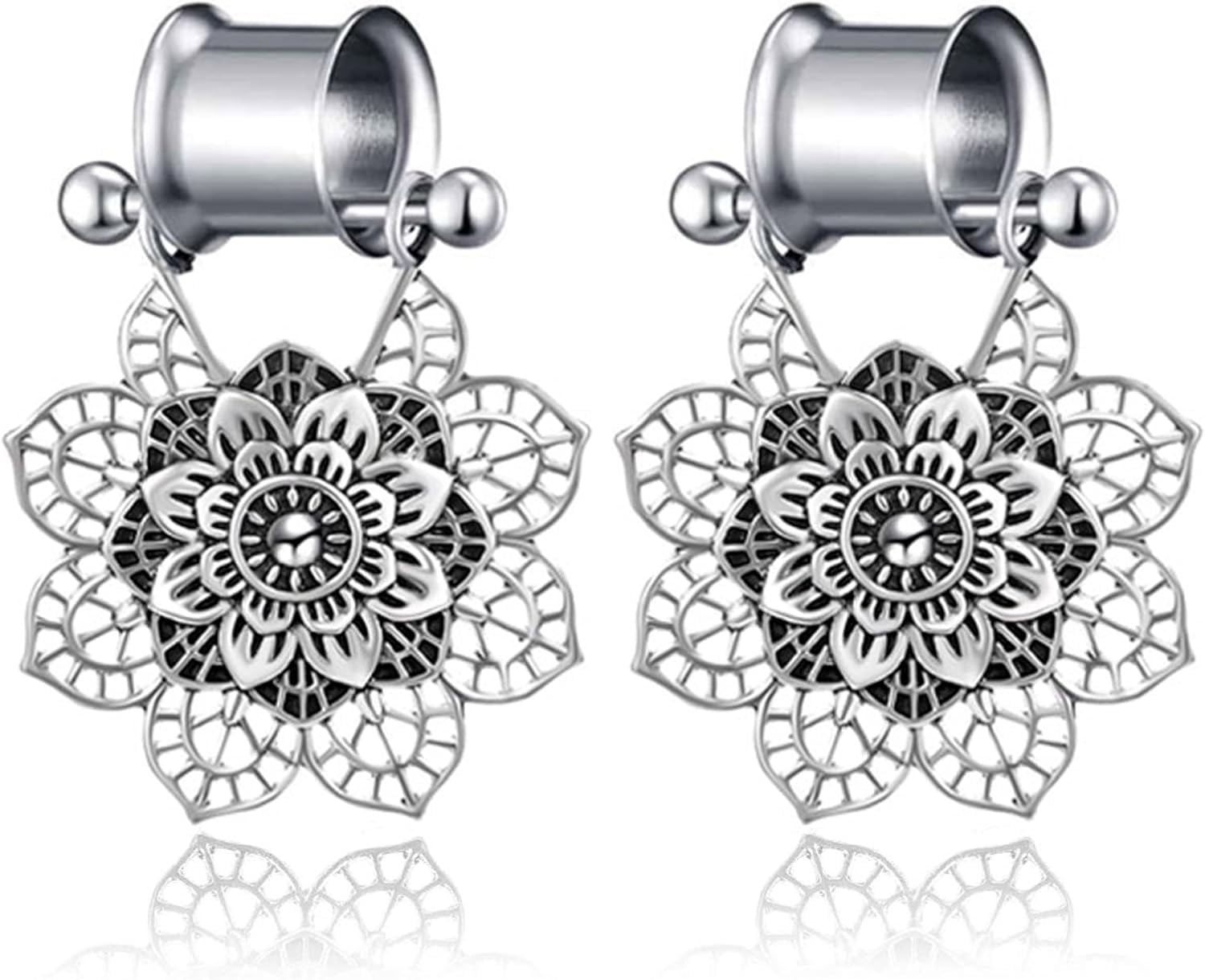 2Pcs Mandala Dangle Gauges For Ears Men Saddle Ear Tunnel Plug Earrings ...