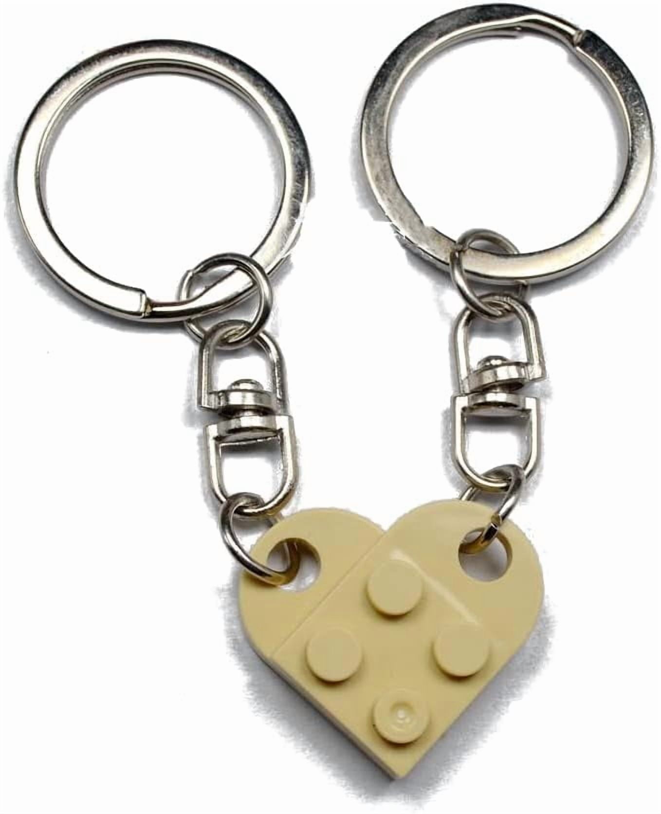 2Pcs Matching Brick Heart Keychain for Couples, Best Friend Heart ...