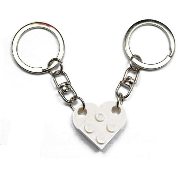2Pcs Matching Brick Heart Keychain for Couples, Best Friend Heart ...