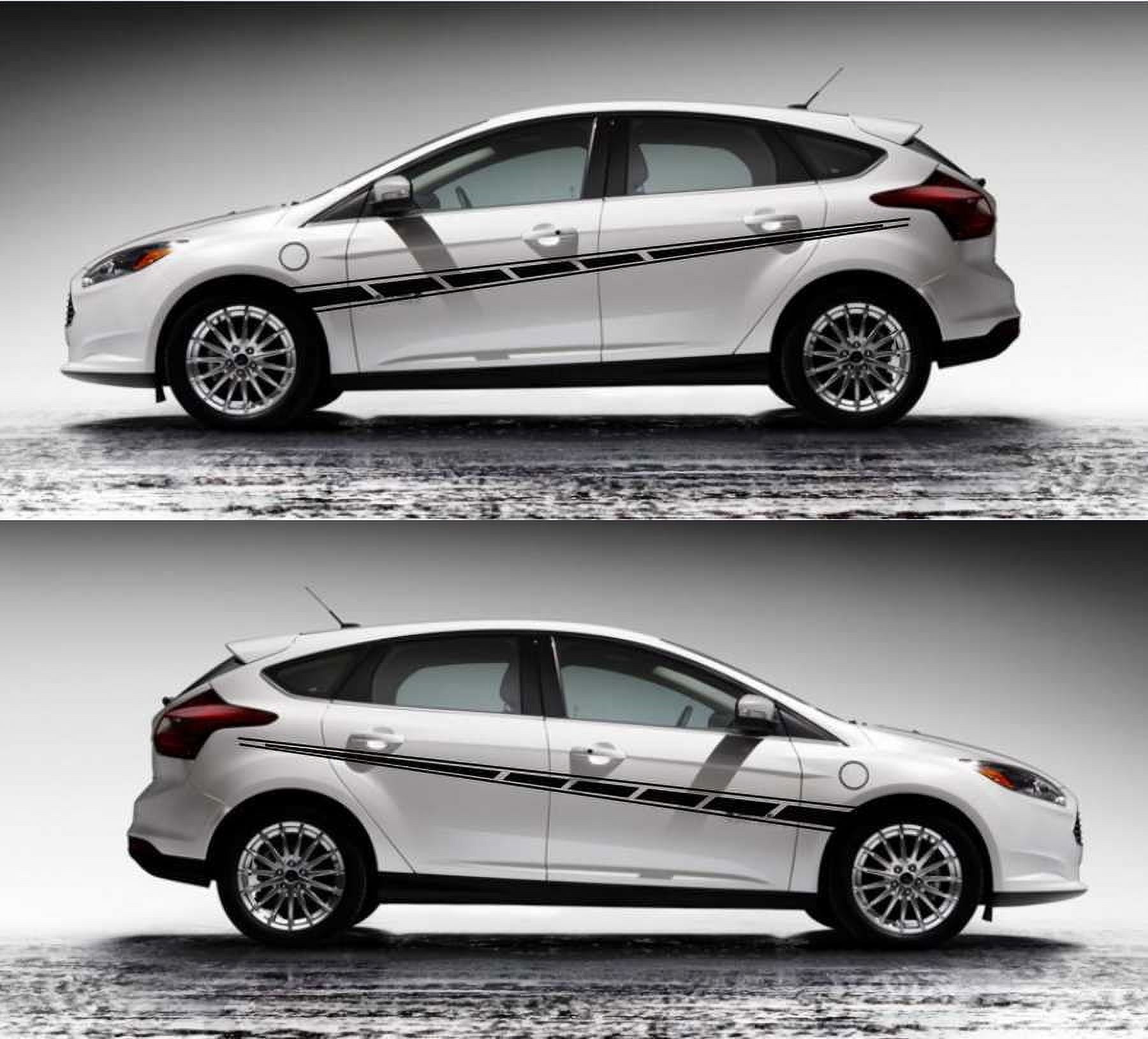 2Pcs Matte Black Car Racing Stripes Decals Body Side Vinyl Stickers ...