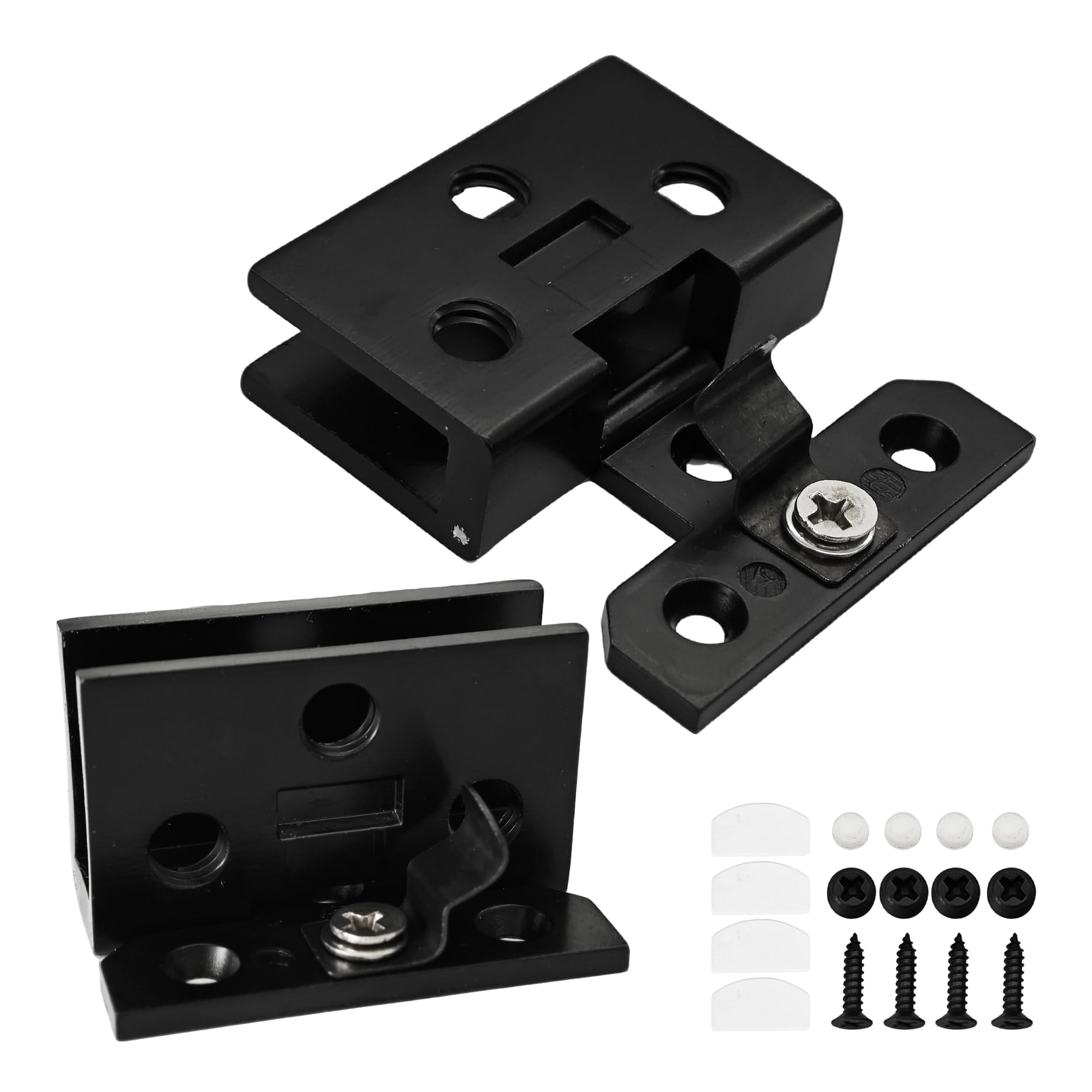 2Pcs Matte Black Glass Cabinet Door Hinges, Zinc Alloy Frameless Glass ...