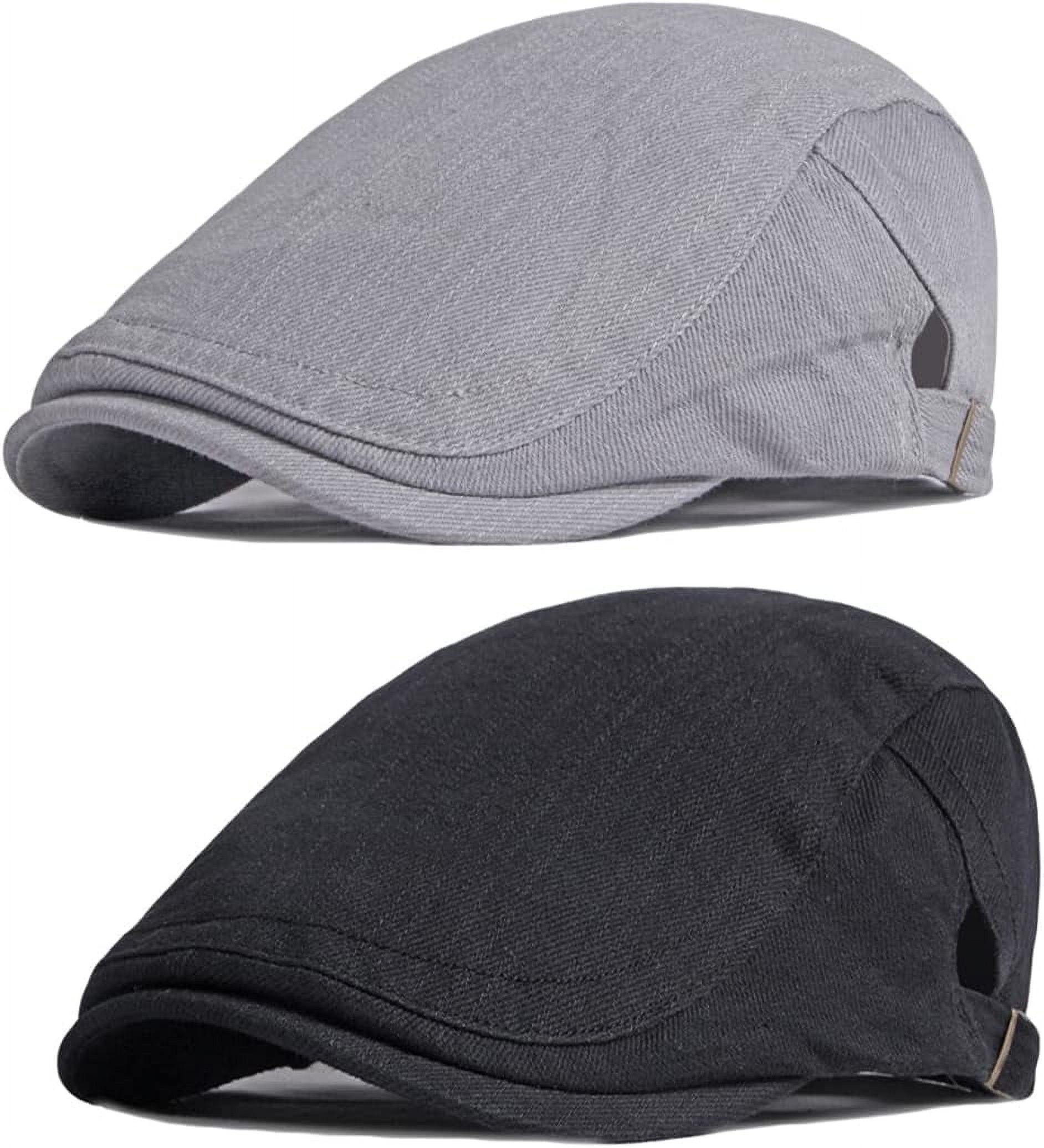 2Pcs Men's Adjustable Newsboy Hat Flat Cap Cotton Ivy Gatsby Cabbie Driving Hat Beret - Walmart.com