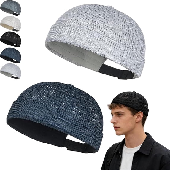 2Pcs Men's Breathable Brimless Hat Summer Style Mesh Tang, Large-Mesh ...