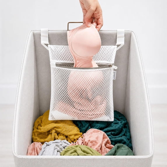 2Pcs Mesh Laundry Bags for Delicates w/Hooks, Hanging Durable Laundry ...