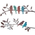 2pcs Metal Birds Wall Art Birds On Branch Metal Wall Decor Leaves With Birds Sculpture Wall