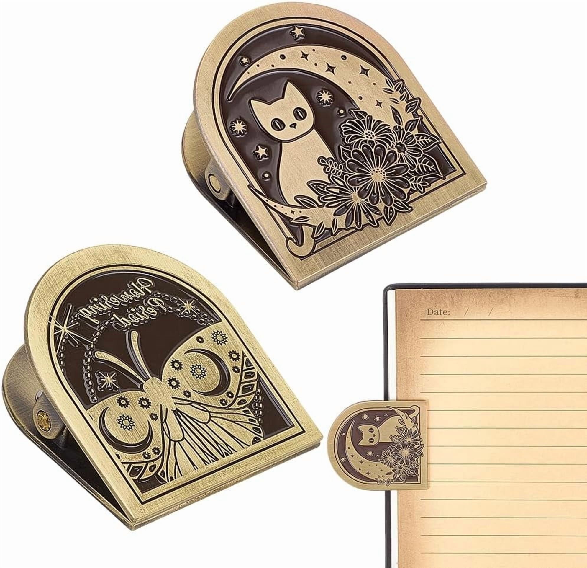 2Pcs Metal Book Clip Journal Clips Alloy Bill Binder Vintage Butterfly ...