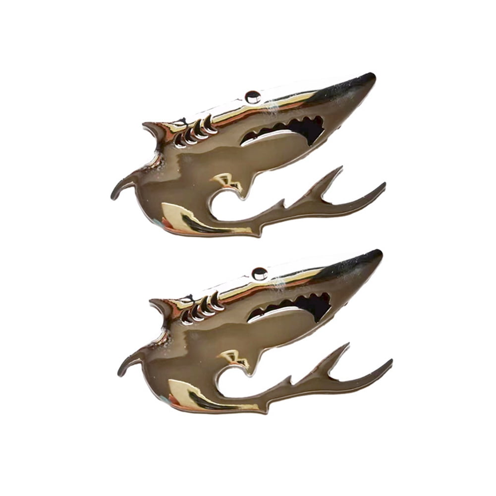 2Pcs Metal Car Stickers 3D Shark Car Styling Fashion Sticker Decals Car ...