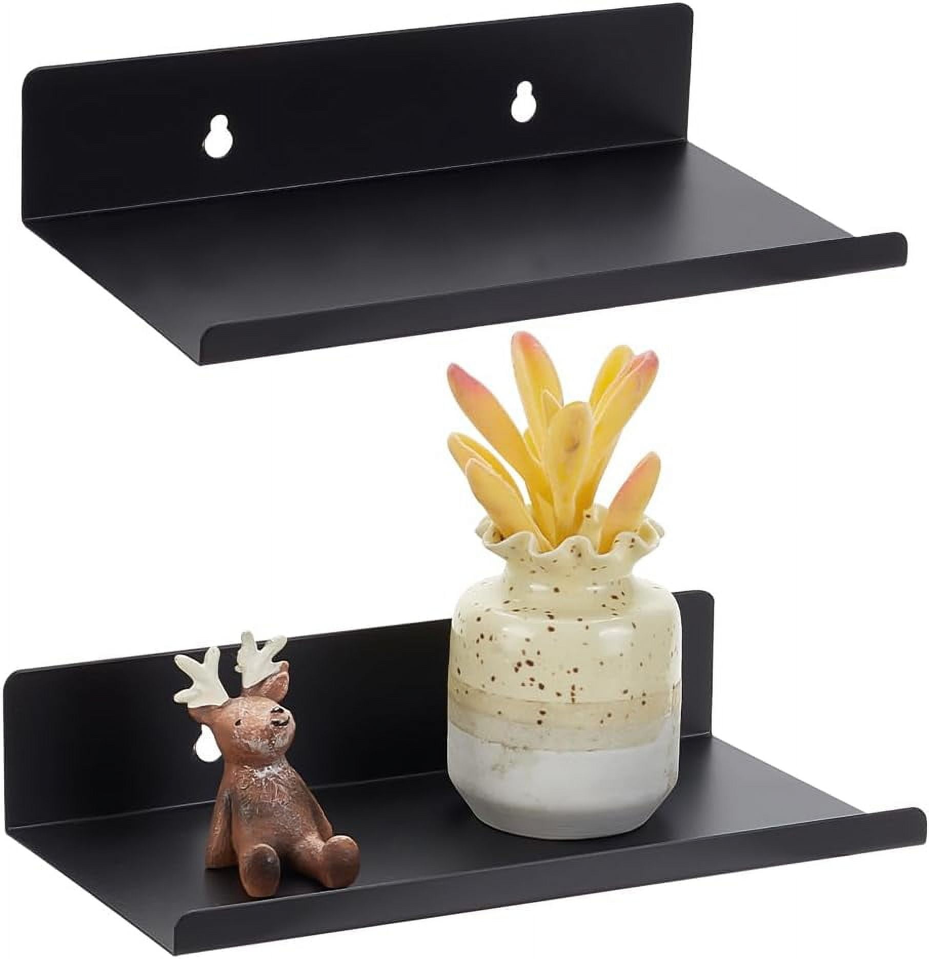 2Pcs Metal Floating Shelves for Wall 7.87x3.9 Black Metal Wall Shelves ...