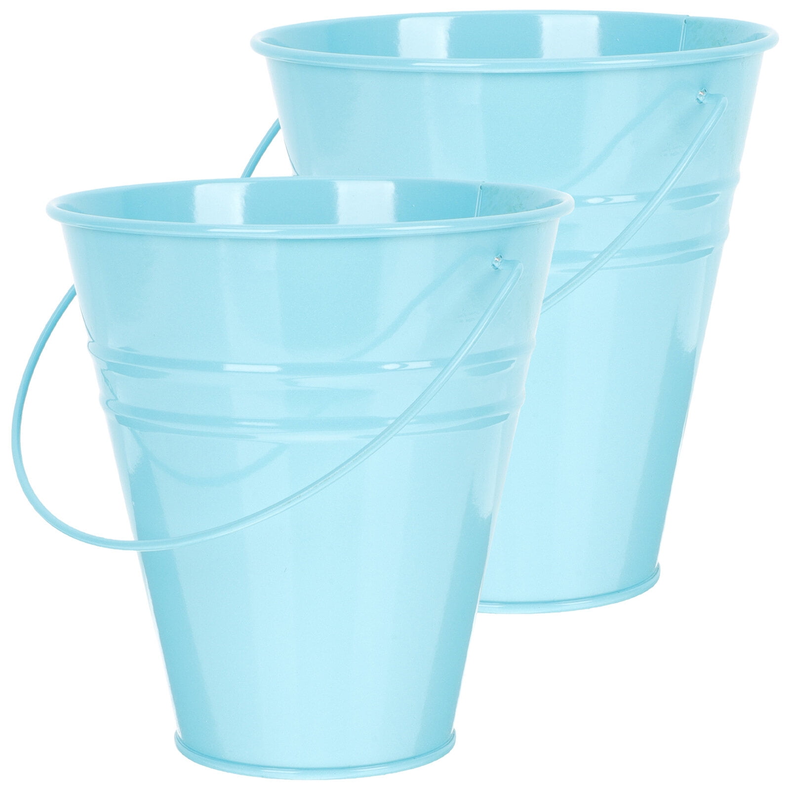 2Pcs Metal Flower Pots Bucket Small Garden Plant Pot Vase Planter with ...