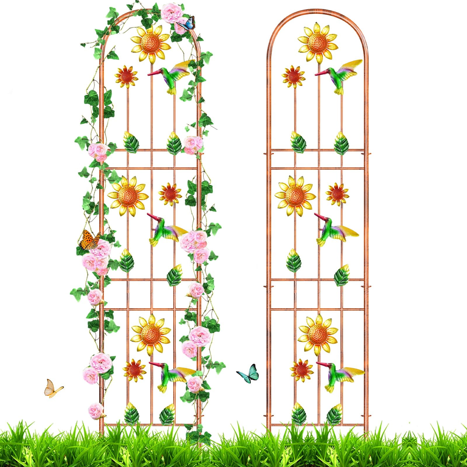 2Pcs Metal Garden Trellis, Arched Fence Trellis Plant Support Trellises, Supporting Plants ...