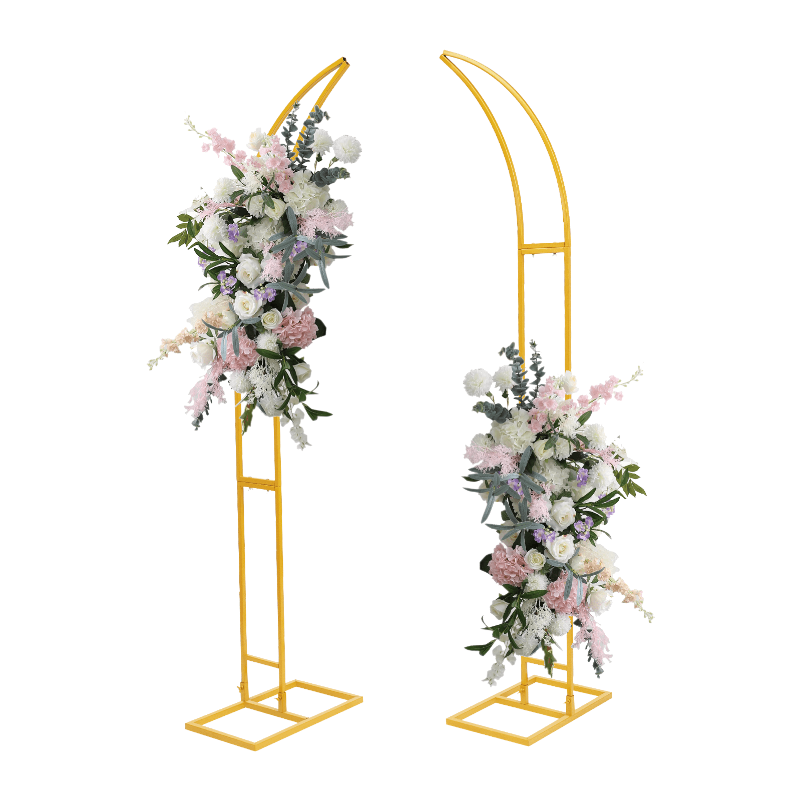 2Pcs Metal Gold Wedding Arch Flower Balloon Frame Backdrop Stand Party ...