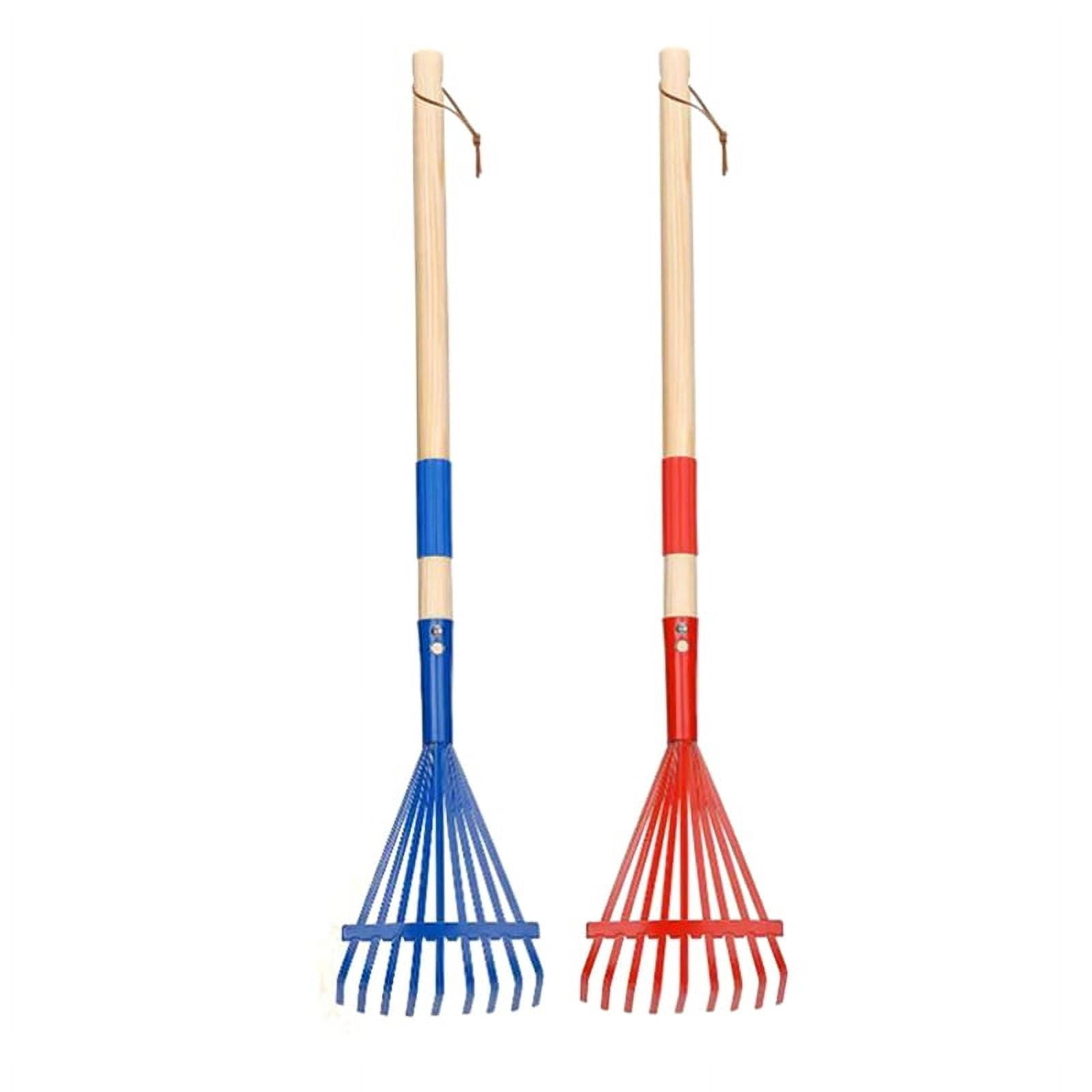 2Pcs Metal Kids Rakes with Hardwood Handle 27 inch Small Rake for ...