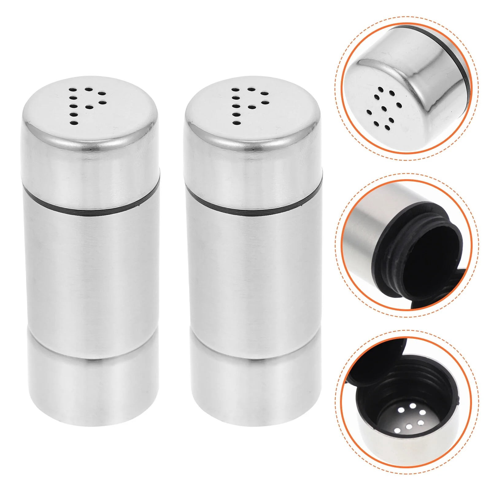 2Pcs Metal Salt Pepper Dredge Shakers, Stainless Steel Pepper Shaker ...