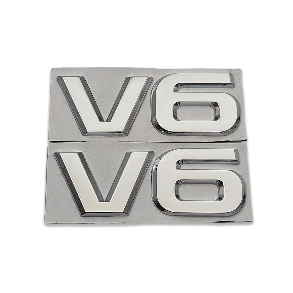 2Pcs Metal V6 Logo Emblem 3D Classic V-6 Engine Badge Fender Sticker ...