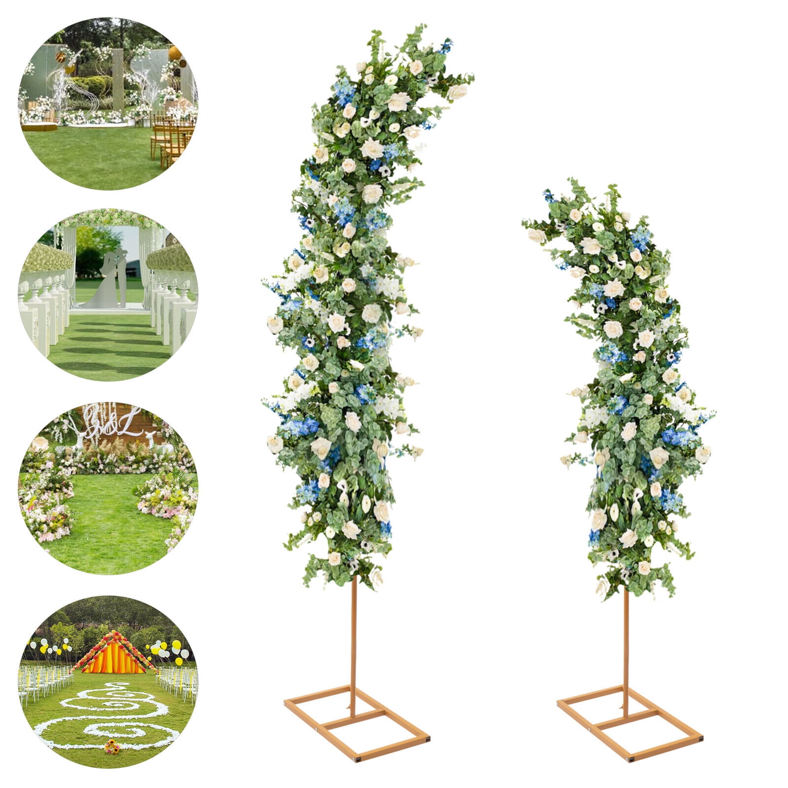 2Pcs Metal Wedding Arch Frame Garden Arbor Party Flower Backdrop Stands ...