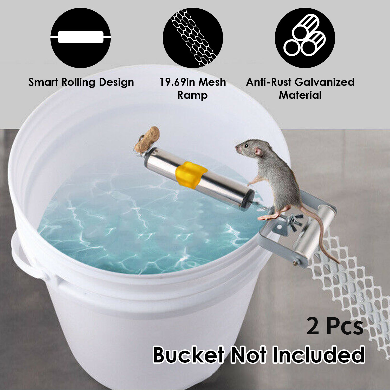 2Pcs Mice Rat Mouse Killer, Moclever Reusable Rat Trap Bucket Spinner ...