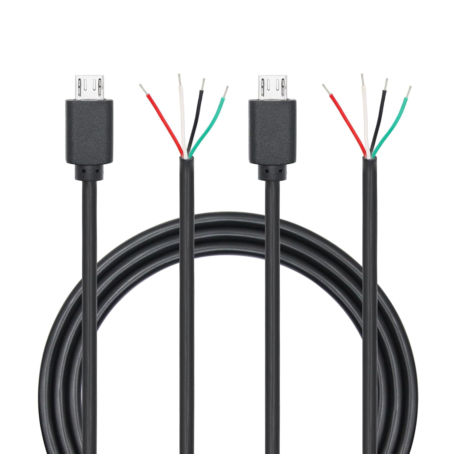 2Pcs Micro USB Male 4 Pin Bare Wire 3FT, 24AWG USB 5V/2A 4 Pin Pigtail Open End Power and Data ...