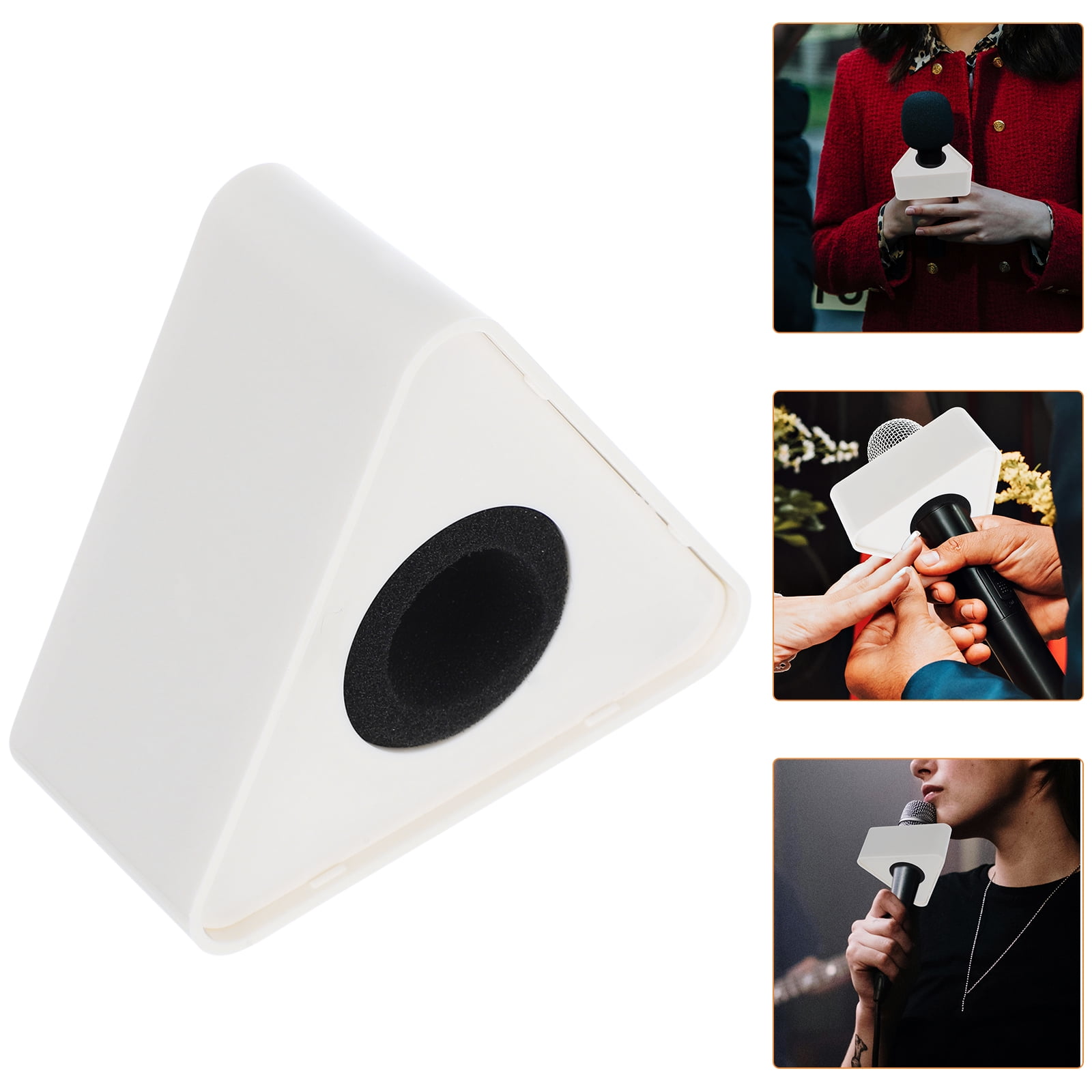 2Pcs Microphone Flag Station Logo, Mic Holder Microphone Flag Interview ...