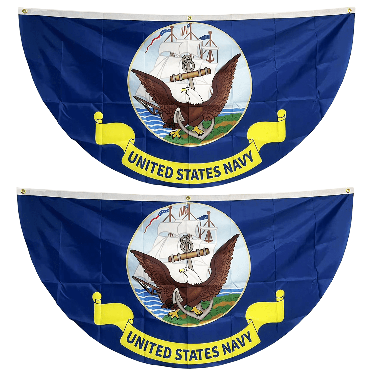 DodelyGz 2Pcs Navy Fan Flag Bunting 3x6 Ft, Durable Polyester Banner ...