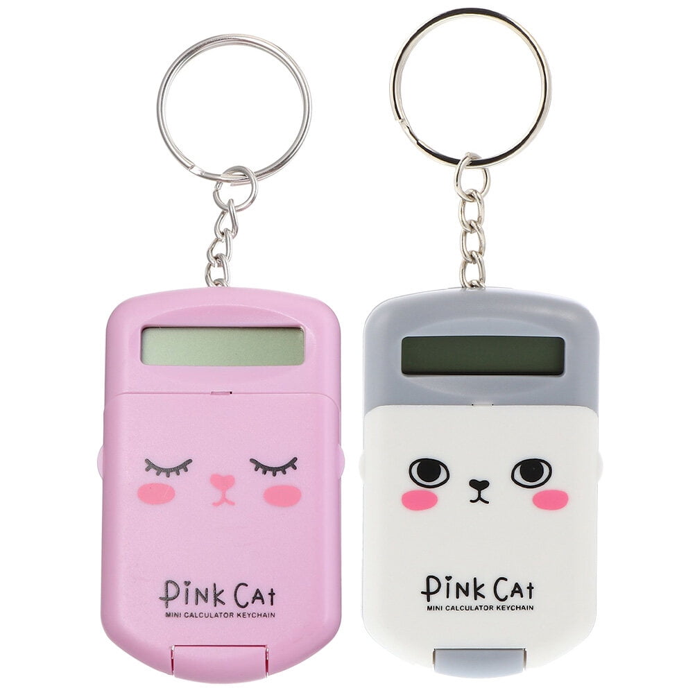 2Pcs Mini Calculator Keychain Cartoon Key Chain Calculator Pocket ...