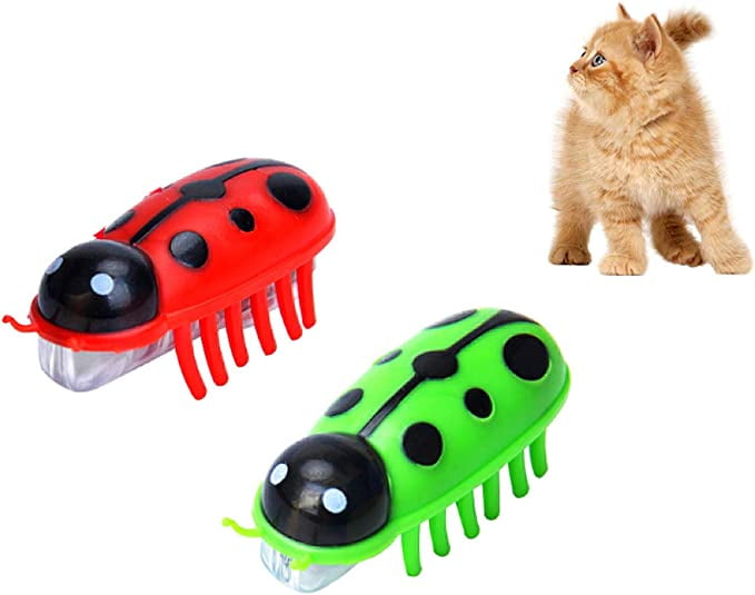 2Pcs Mini Electric Robot Beetle, Interactive Cat Toy Excites & Entices ...