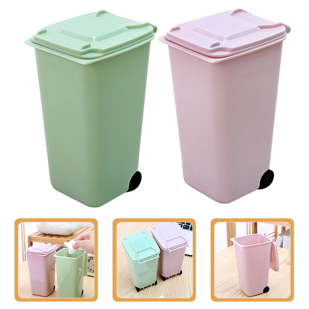 2Pcs Mini Garbage Bin Desktop Pen Holder Office Trashcan Desktop Pen ...