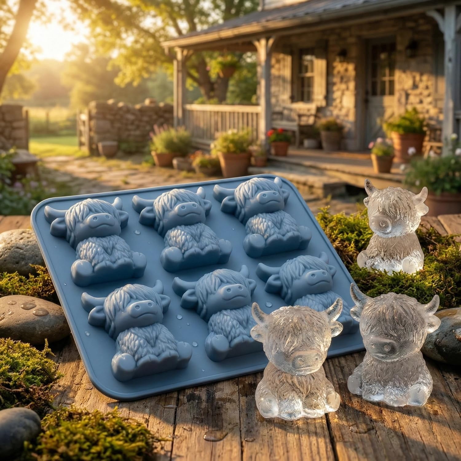 2Pcs Mini Highland Cow Ice Cube Mold, 3D Cute Cattle Silicone Ice Tray ...