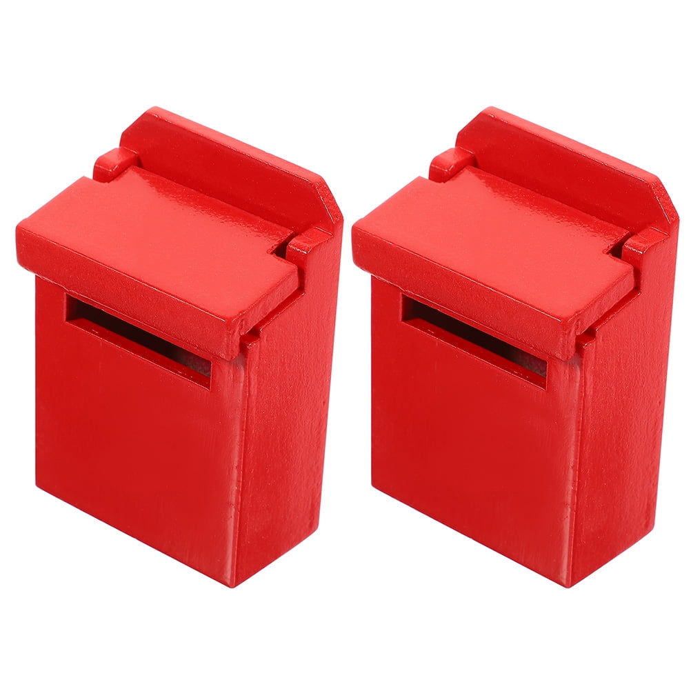 2Pcs Mini House Mailbox Decor Wooden Mailbox Statue Miniature Mailbox ...