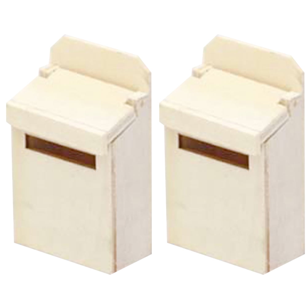 2Pcs Mini Mailbox Model Miniature Mailbox Figurine Tiny Wooden Mailbox ...