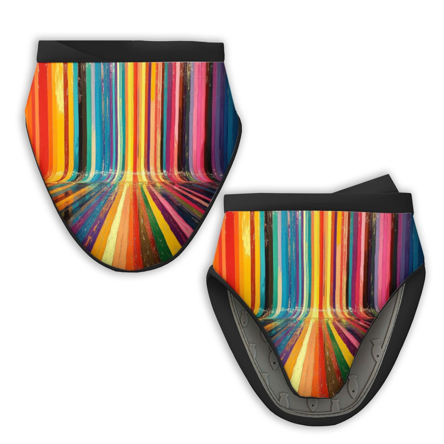 2Pcs Mini Oven Mitts, Abstract Waterfall Of Color Lines Fabric Kitchen ...