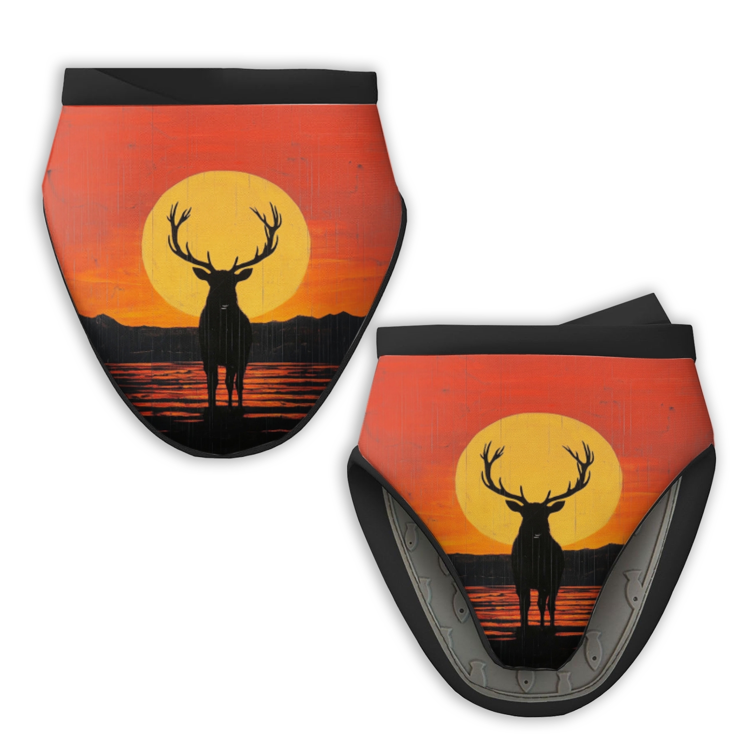 2Pcs Mini Oven Mitts, Striking Orange - Hued Deer Fabric Kitchen Gloves ...