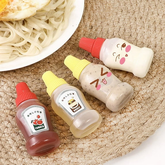 2Pcs Mini Seasoning Sauce Bottle Portable Tomato Ketchup Salad Dressing ...