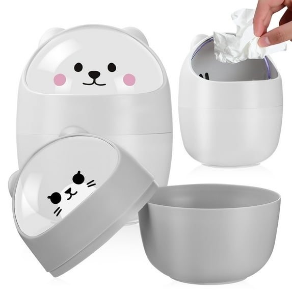 2Pcs Mini Trash Can Adorable Cat Trash Bin Desktop Trash Can with Lid ...