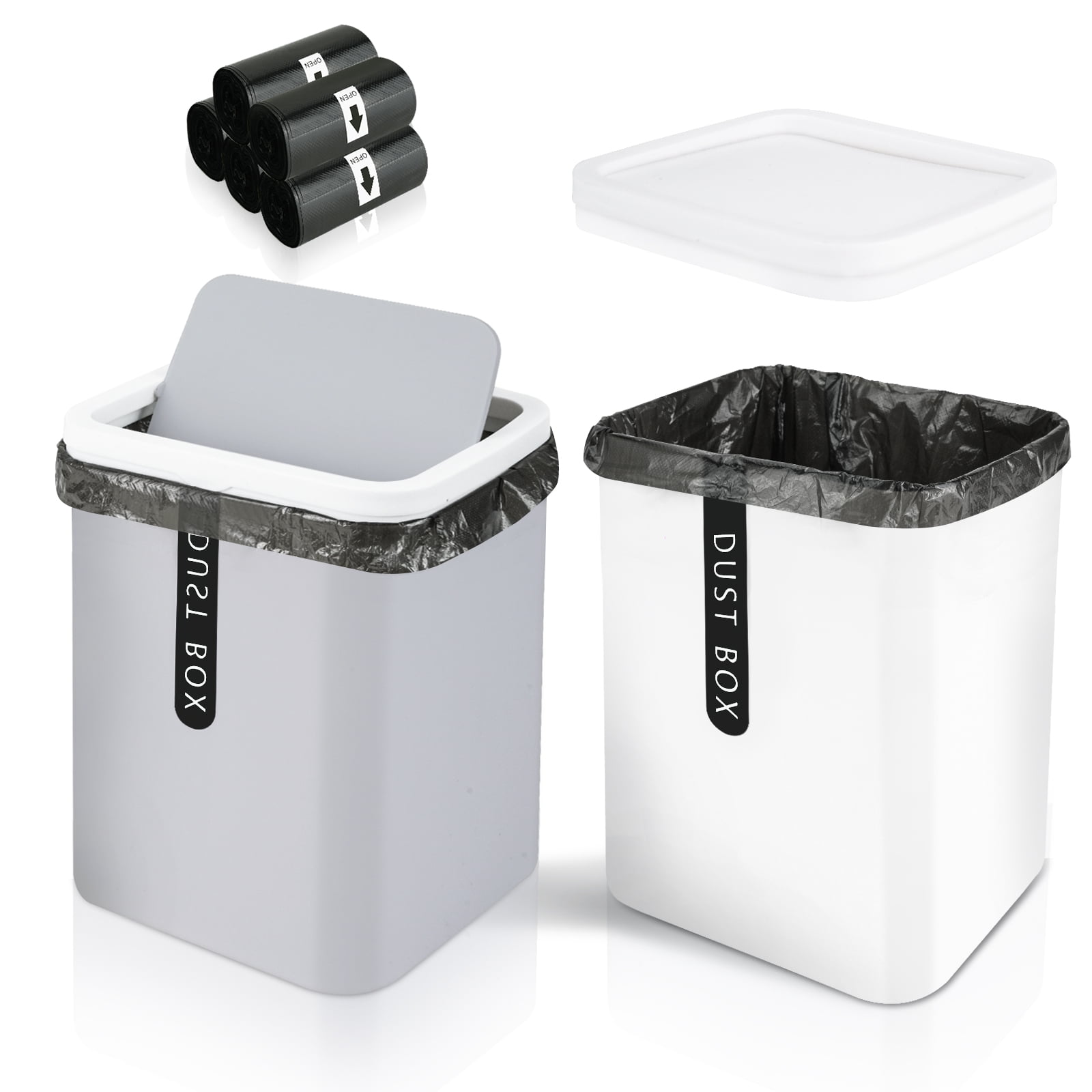 2Pcs Mini Trash Can with Lid, Tiny Desktop Waste Garbage Bin, Plastic ...