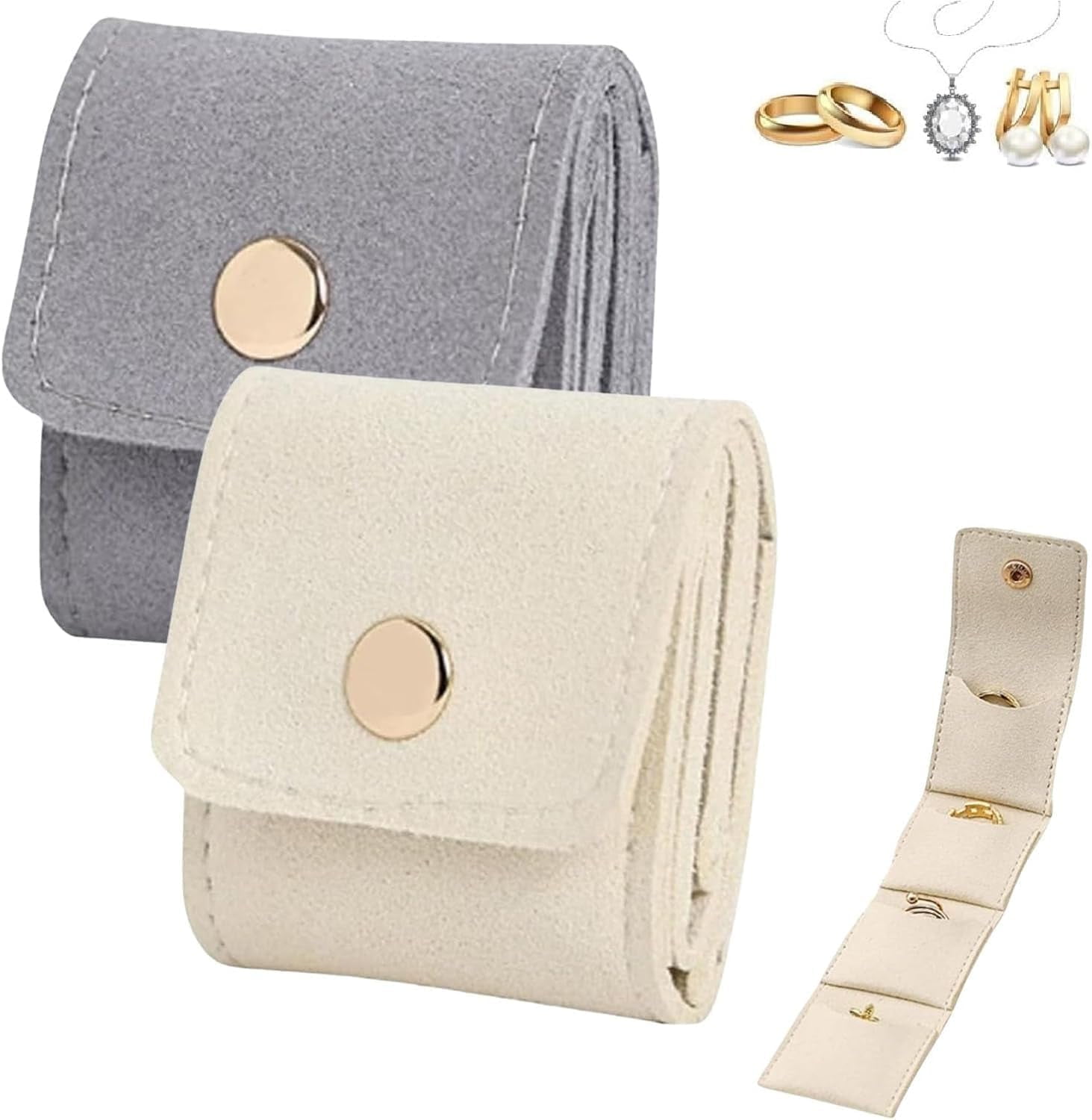 2Pcs Mini Travel Jewelry Bag, Jewelry Roll Bag with Buckle, Mini Pouch ...