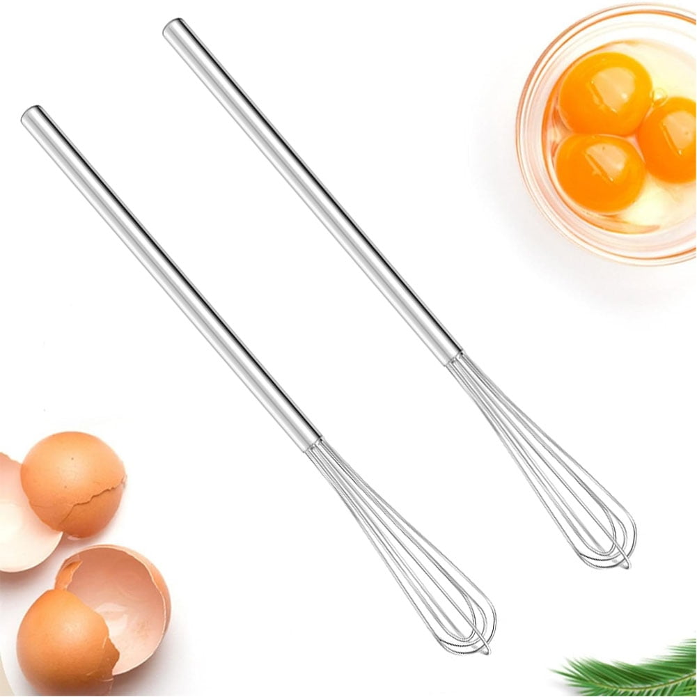 2Pcs Mini Whisk, Small Whisk, Stainless Steel Skinny Whisk Egg Beater ...
