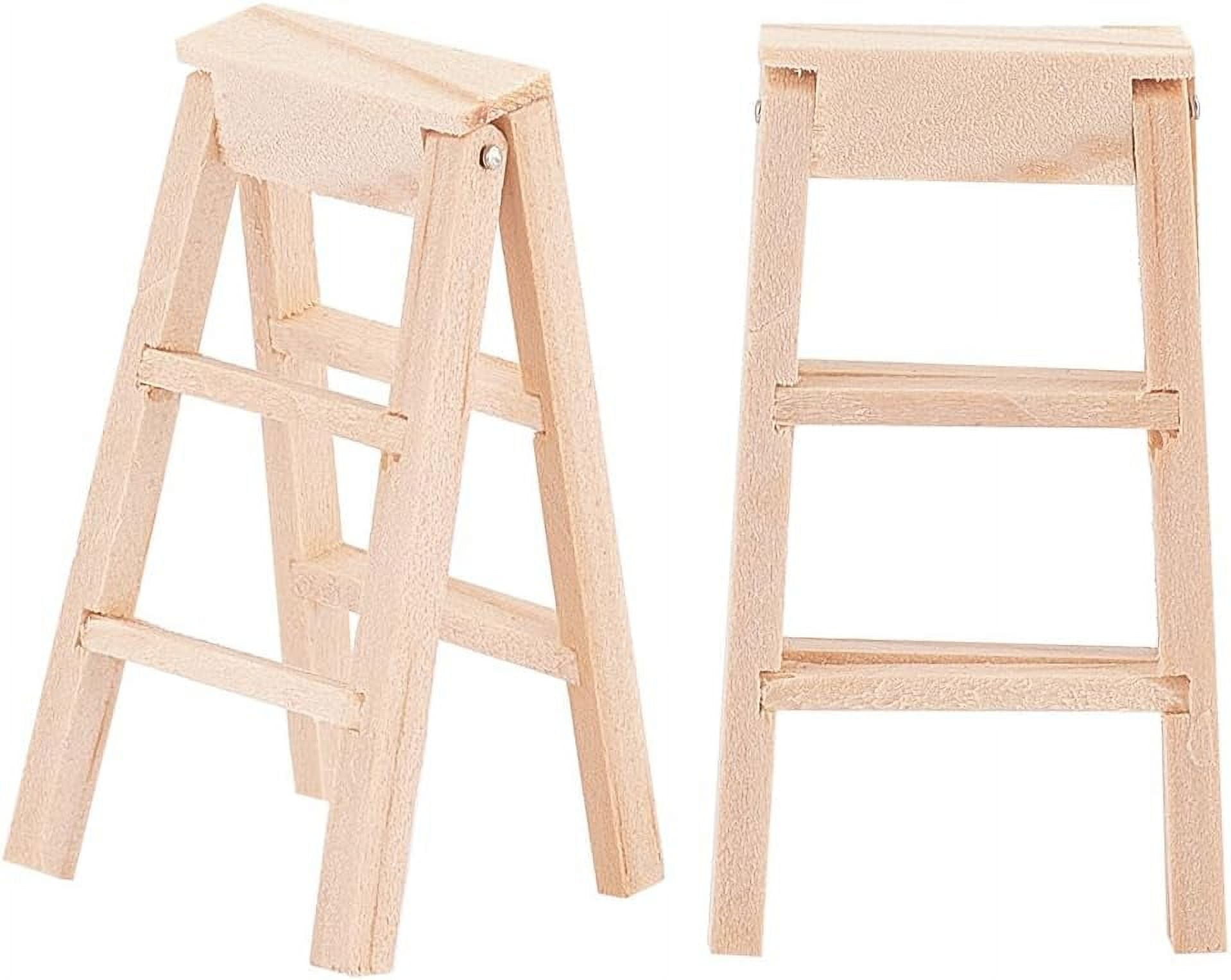 2Pcs Mini Wooden Step Ladder Miniature Wood Ladders Mini Wooden Stairs ...