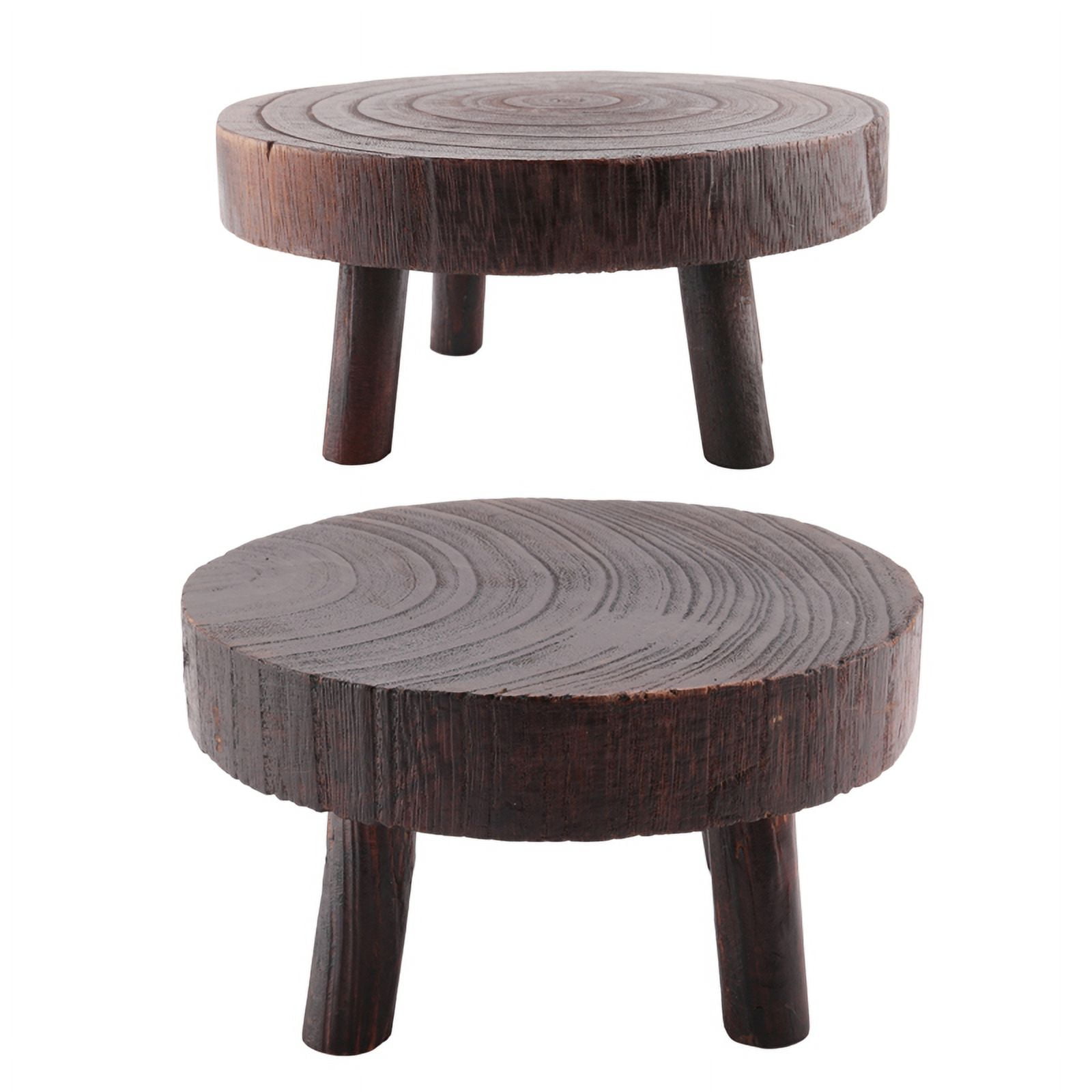 2Pcs Mini Wooden Stool Flower Display Stand, Potted Plant Shelf Bonsai ...