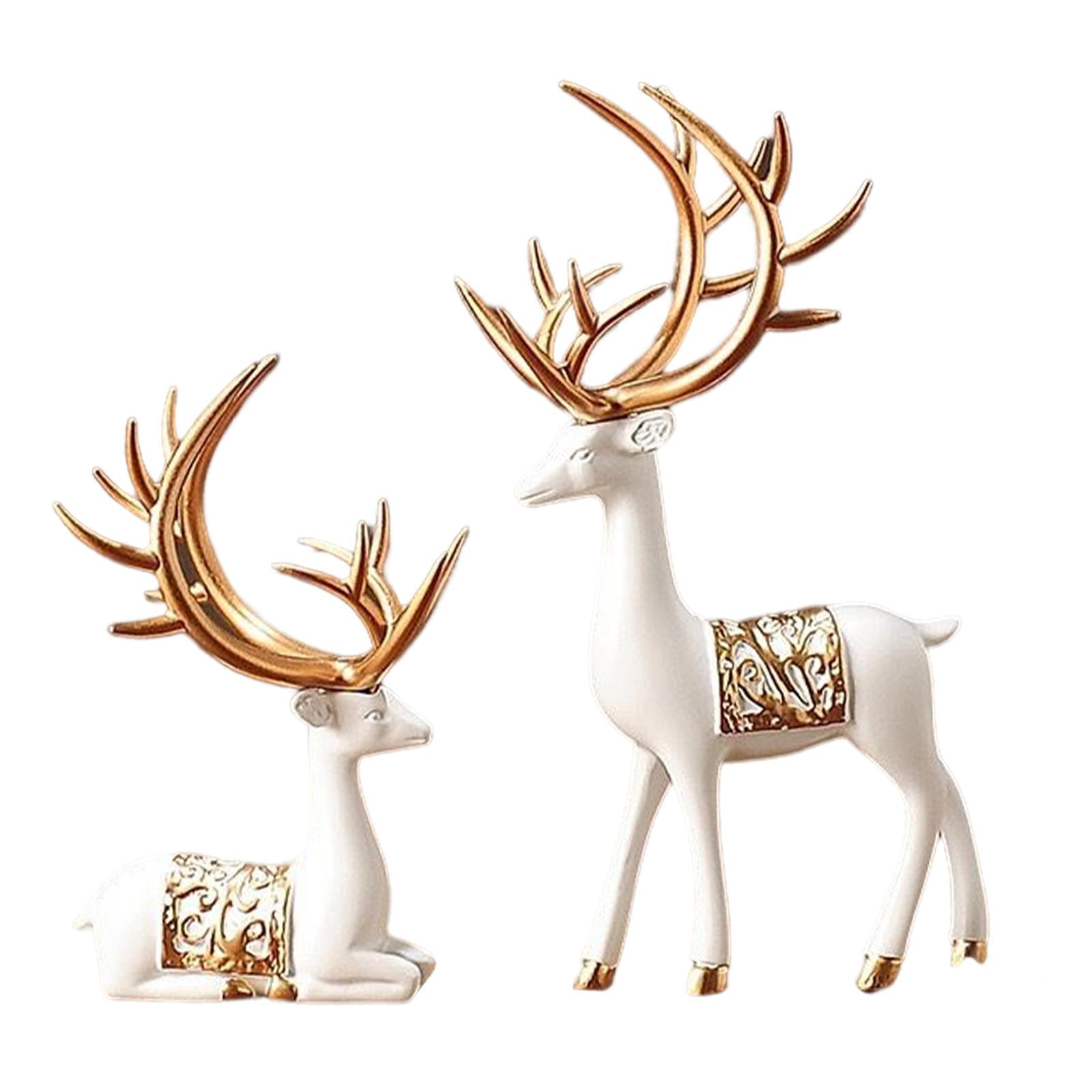2Pcs Modern Reindeer Statues Art Figurine Collectable Animal Sculpture ...