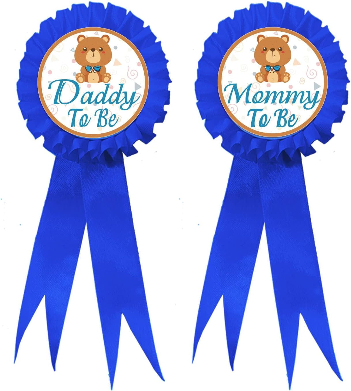 2Pcs Mommy to Be & Daddy to Be Badge Pins Bear Pattern Gender Reveal ...