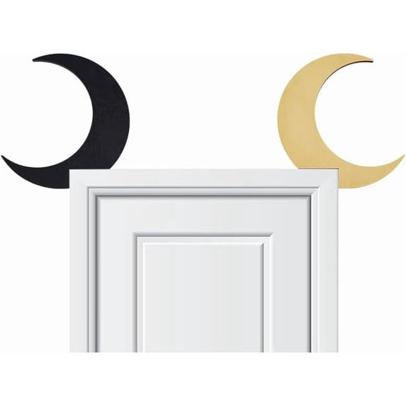 2Pcs Moon Door Corner Decor Black Yellow Fantasy Moon Wood Door Frame ...