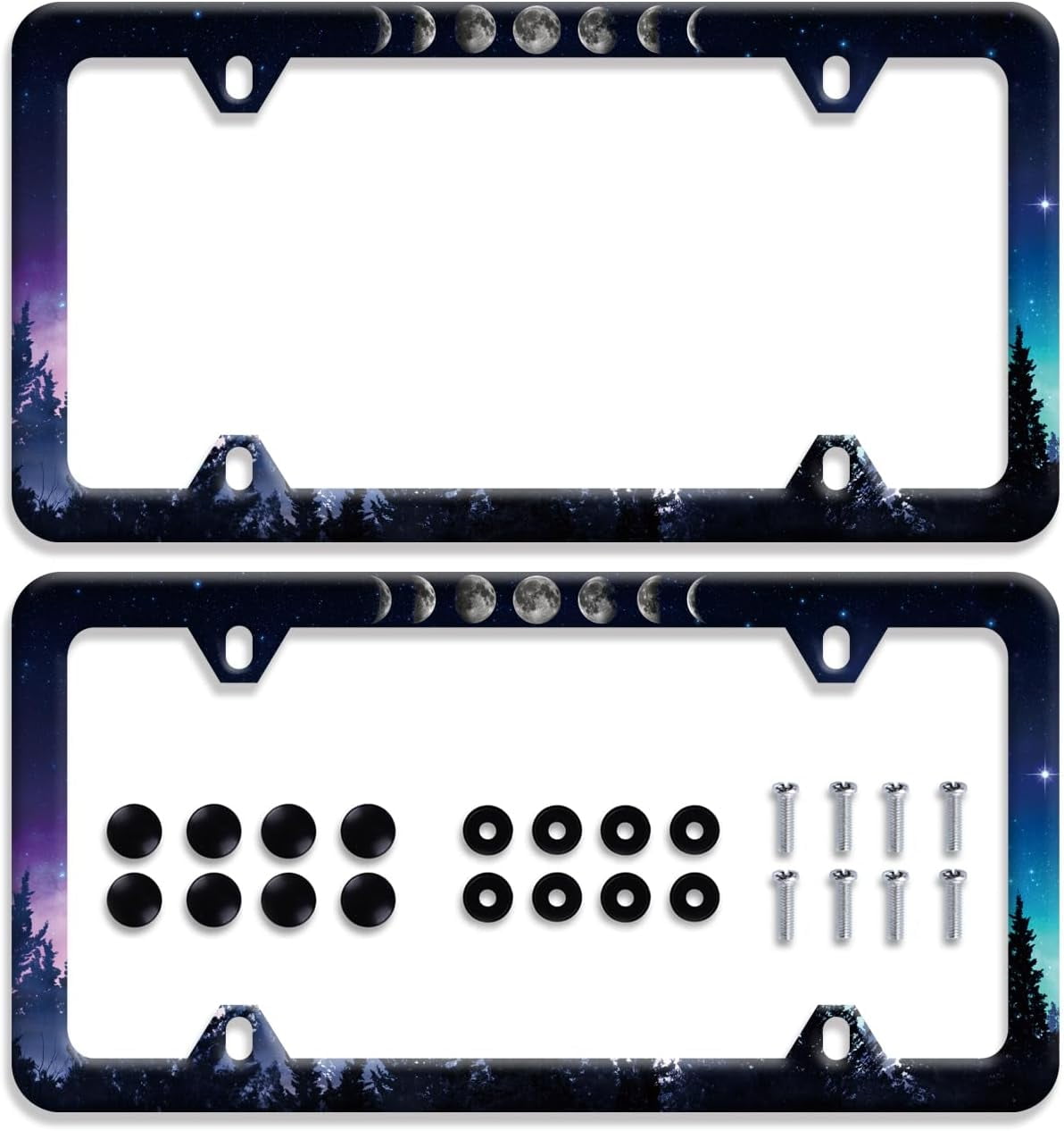 【2Pcs】 Moon License Plate Frame Starry Sky Moon Phases License Plate ...