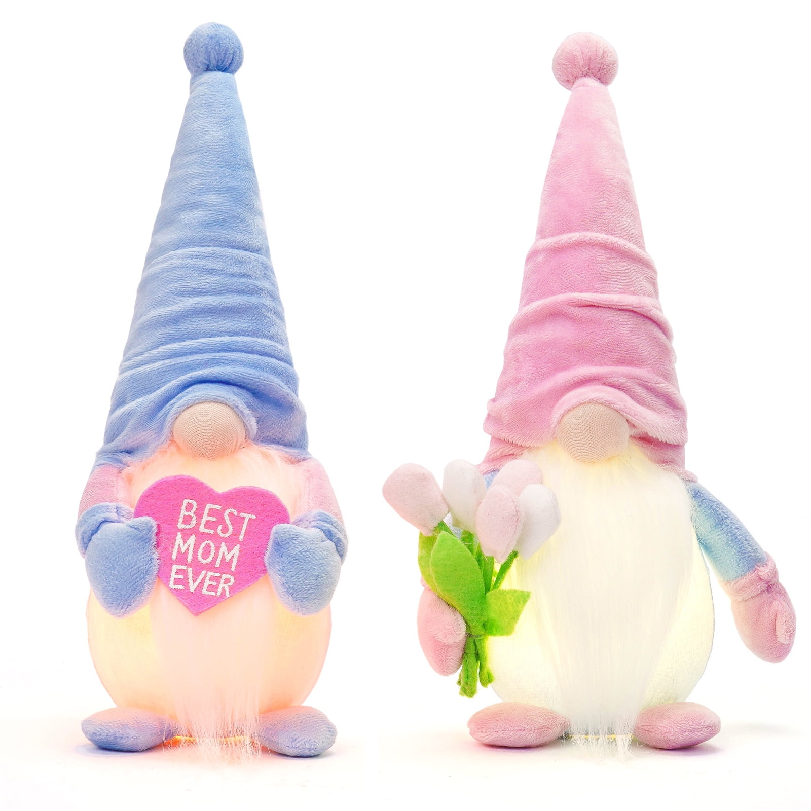 2Pcs Mother's Day Decorations Light Up Gnomes Plush Decor Mothers Day ...