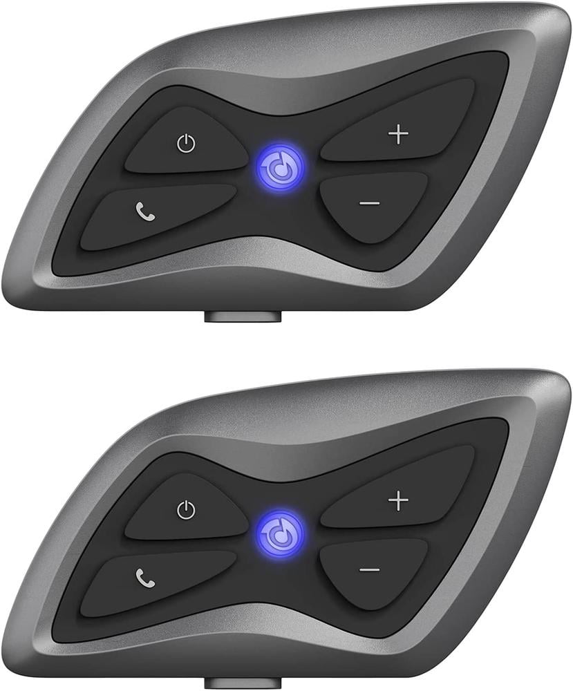 2Pcs Motorcycle Bluetooth Intercom Headset for Helmet 1500M Handsfree 6 ...