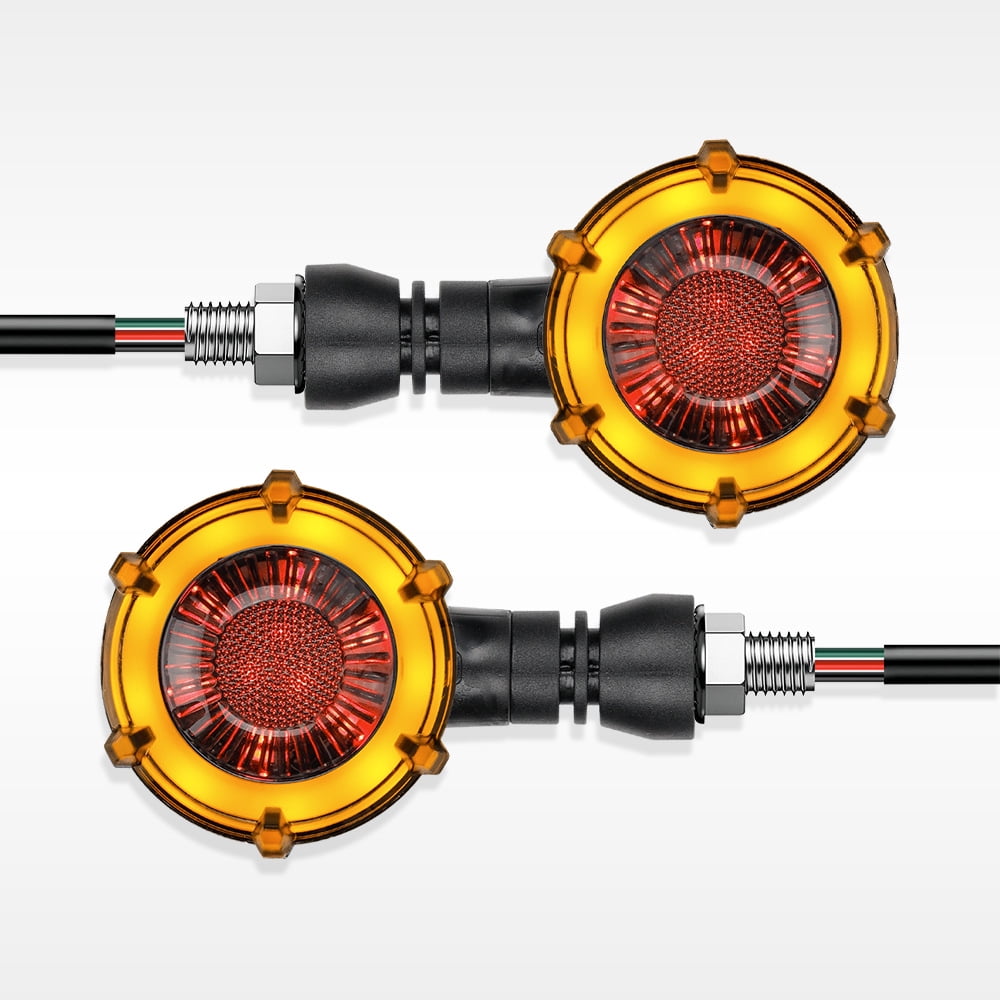 2pcs Motorcycle Led Turn Signal 12v Retro Dual-Color Signal Indicator ...