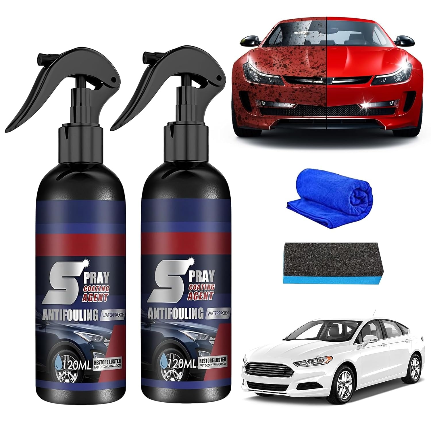 2Pcs Multi-Functional Coating Renewal Agent, 3 in 1 Ceramic Car Coating ...