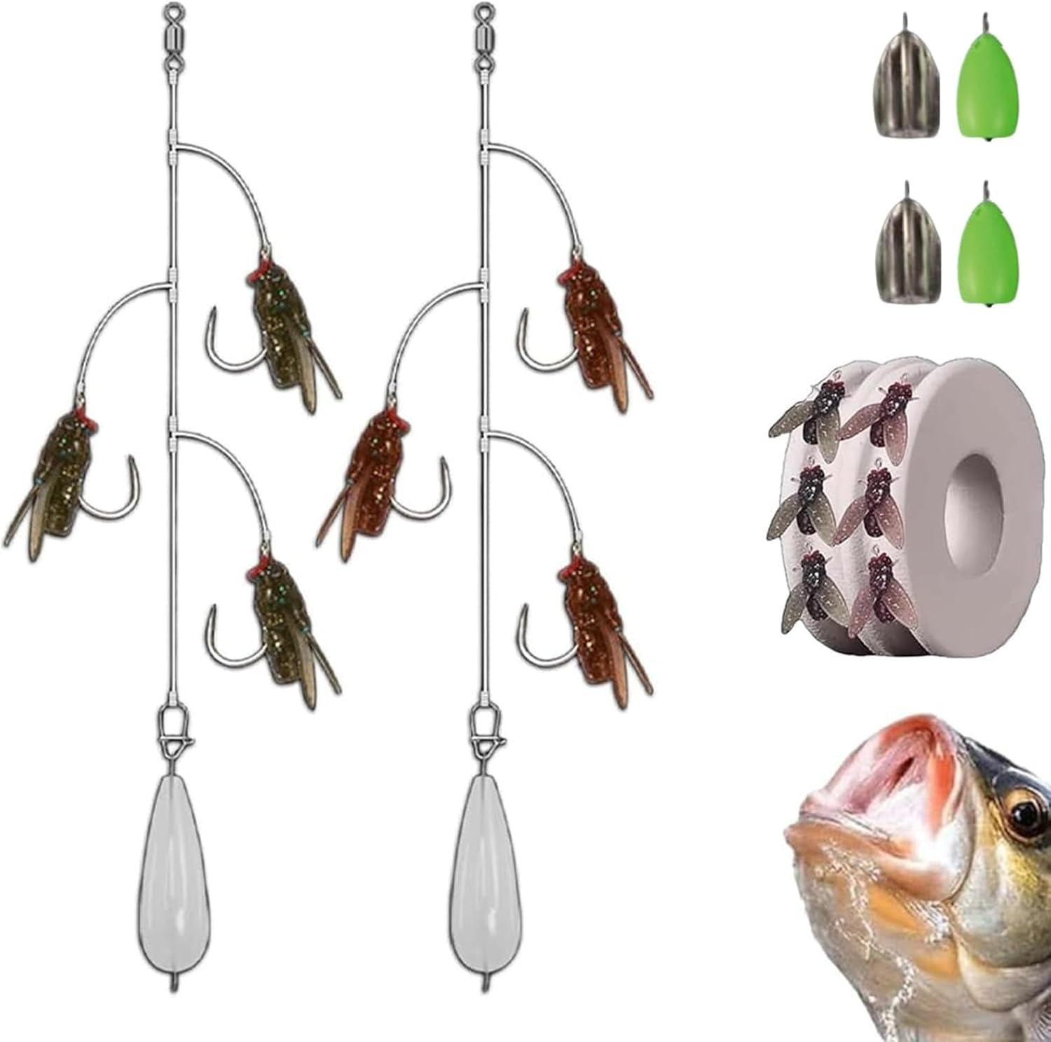 2Pcs Multi-Hook Artificial Fly Fishing Lure Set, Bionic Fly Fishing ...