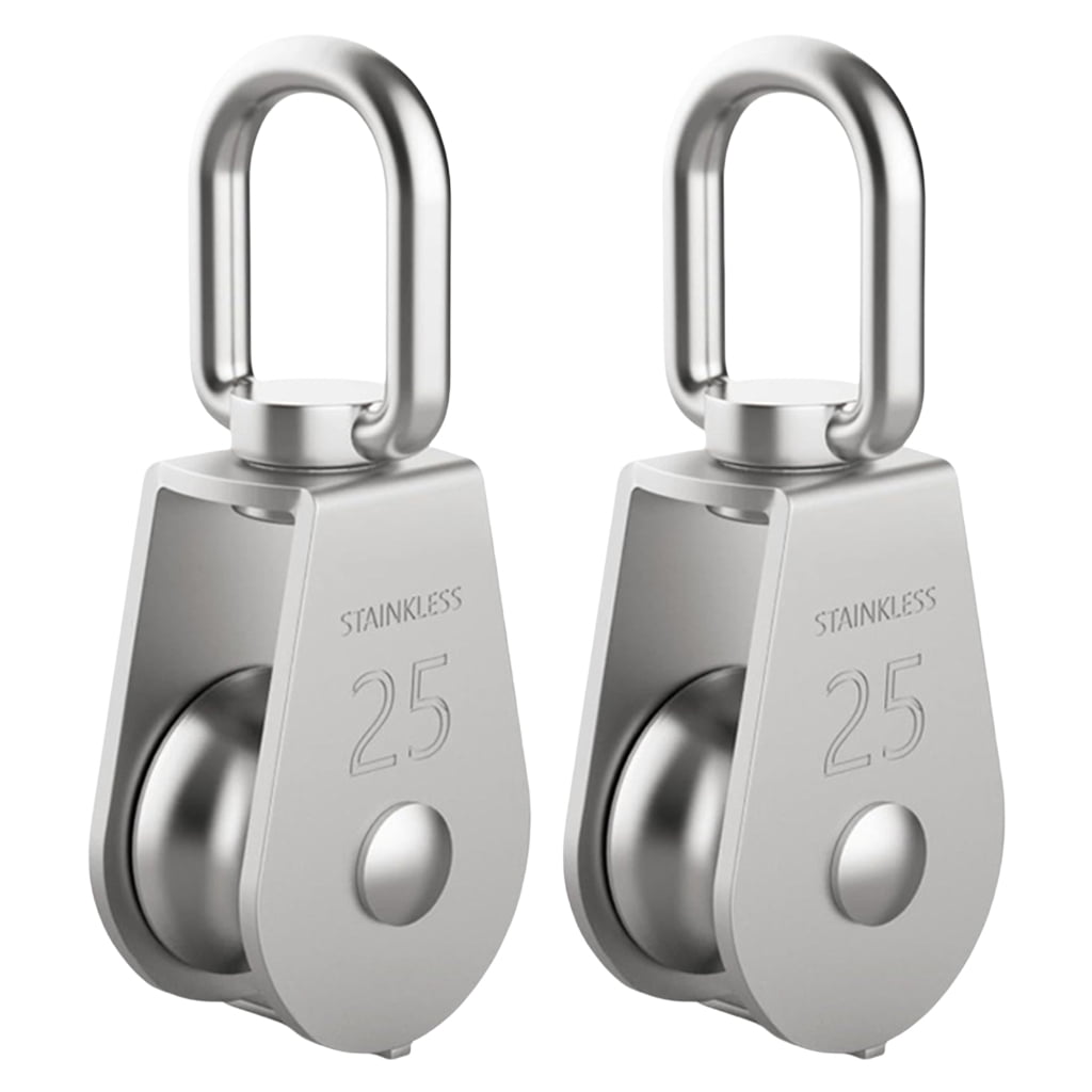 2Pcs Multipurpose Stainless Steel M25 Single Pulley Block Wire Rope ...